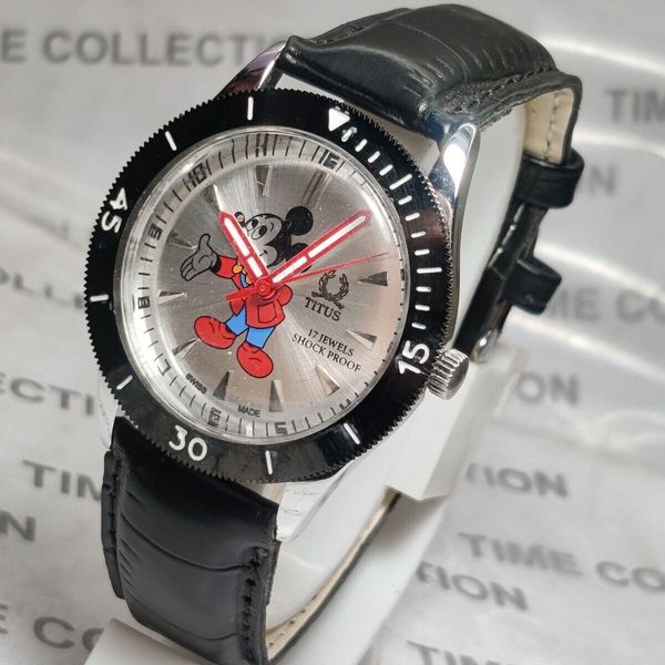 Titus Mickey Mouse Handwinding Movement Analog Dial Men Wrist Watch ...