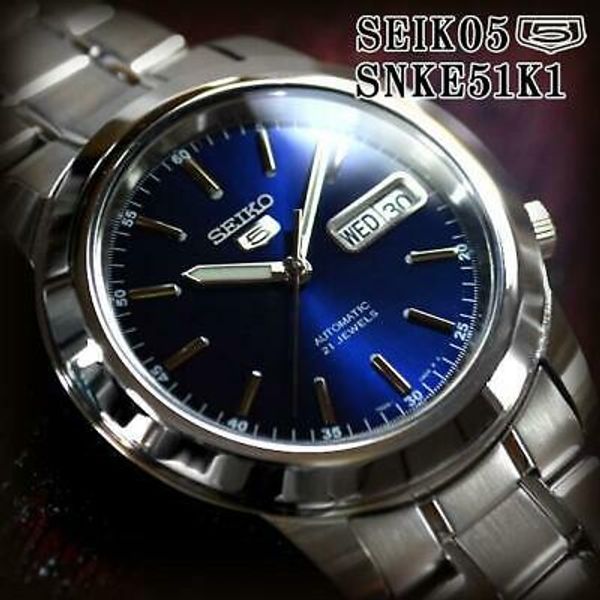 SEIKO 5, SNKE51K1, AUTOMATIC, DATE & DAY, DARK BLUE FACE DIAL, STEEL ...