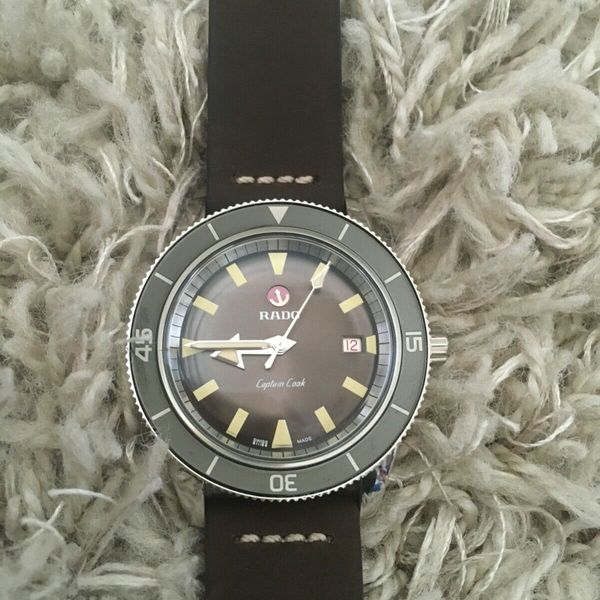 RADO Captain Cook Automatic 42mm Brown Dial Dark Brown Strap Watch ...