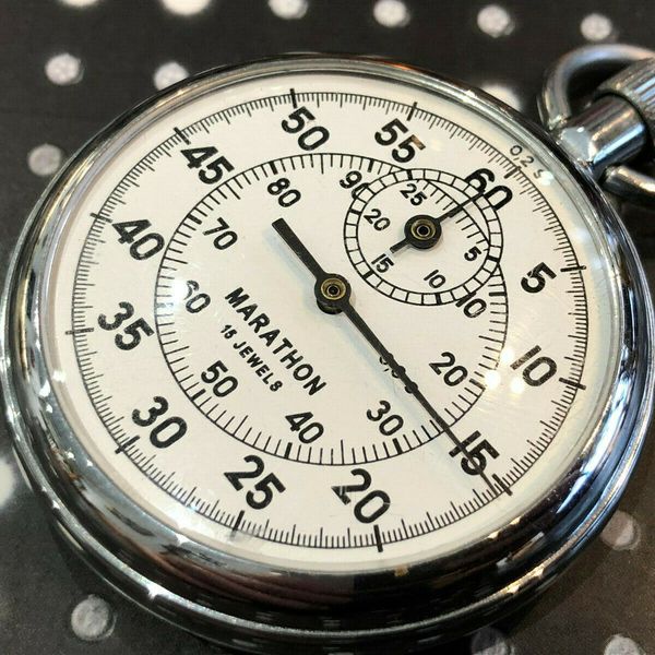 Vintage Marathon 15 Jewel Pocket watch timer sports military works ...