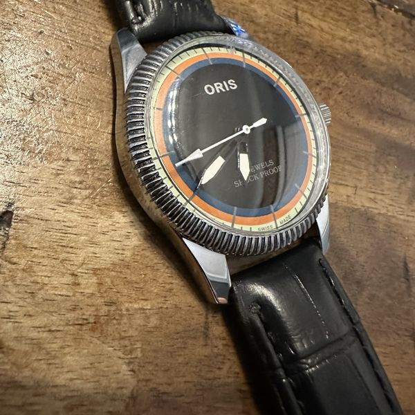 RARE vintage black face Oris Swiss made 17 jewel Hand Wind watch. 17 jewel | WatchCharts Marketplace