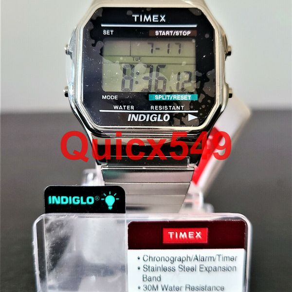 Timex Men's Classic Digital Stainless Steel SilverTone Expansion Band ...