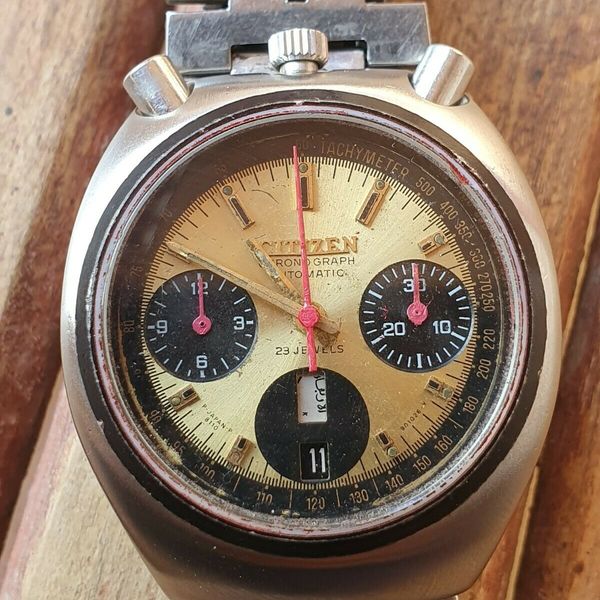 Citizen Panda Bullhead 8110 Chronograph Watch Day Date Automatic Mens ...