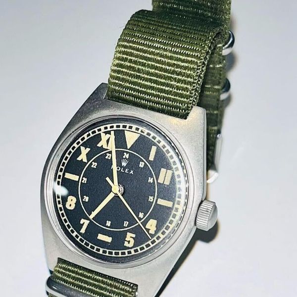 ROLEX Vietnam War Military Vintage Watch Hand Rolled Black Dial Used ...