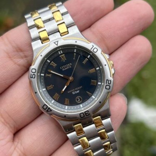 RARE! Citizen Two Tone Stainless Steel 100m Roman Numerals Menâ s Watch ...