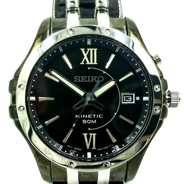 SEIKO Kinetic Automatic Quartz Mens Stainless Steel Wristwatch 5M62 ...