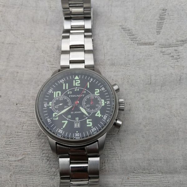POLJOT 'Pilot' Russian chronograph, 3133. $230 | WatchCharts Marketplace
