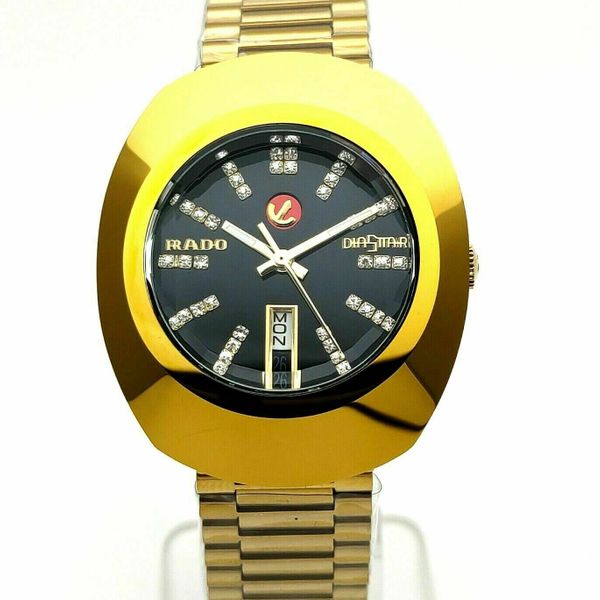 Rado Diastar Automatic Black Dial White Stone Men's Wrist Watch ...