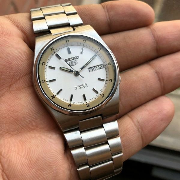 $1 Seiko 5 SKZ687 Stunning White dial Railway time Vintage 7S26 Automatic 1990 | WatchCharts ...