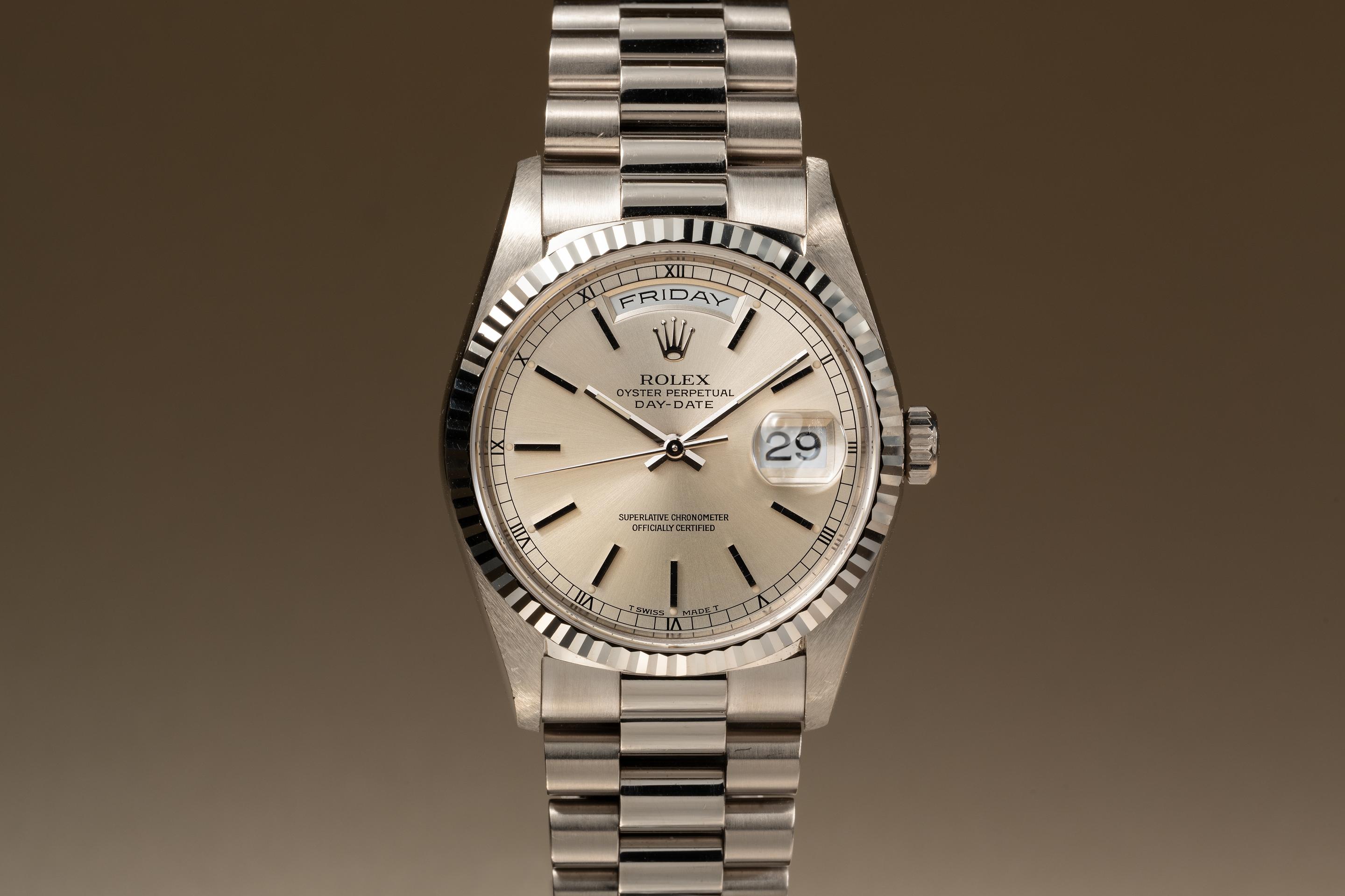 FS: 1999 Rolex 18K WG Day-Date 18239 Silver Dial | WatchCharts Marketplace
