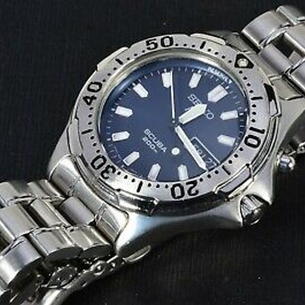 Seiko 5M43-0C30 Scuba 200m Diver AGS/Kinetic SS Dark blue dial 156 ...