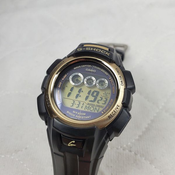 VINTAGE CASIO G-SHOCK GW-330A TOUGH SOLAR WAVE CEPTOR BLACK GOLD MEN'S ...