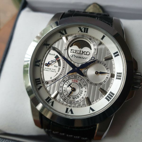 Seiko Premium direct drive kinetic moon phase power reserve SRX011P2 ...