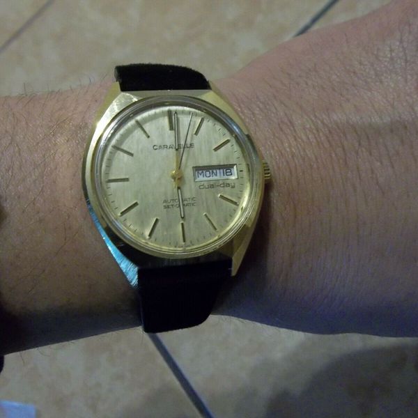 vintage bulova Caravelle ETA 2879 swiss automatic day date men watch ...