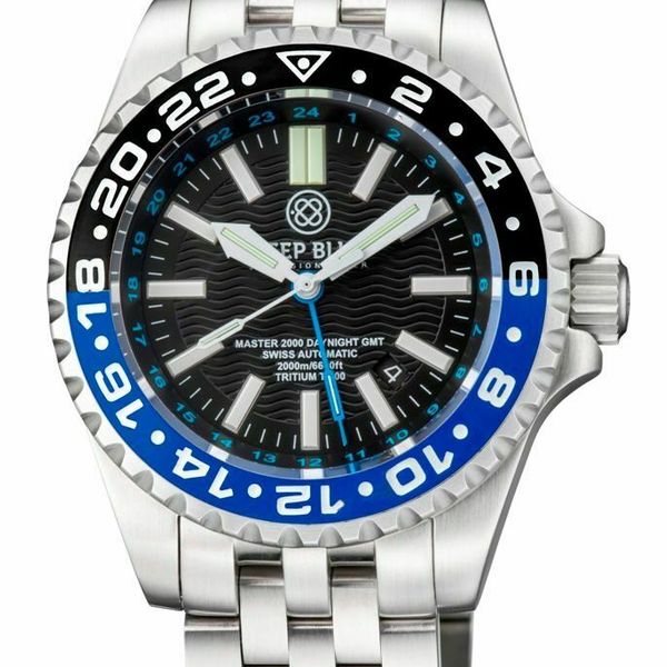 Deep Blue Dive Watch, MASTER 2000 GMT DAYNIGHT T-100 TRITIUM AUTOMATIC ...