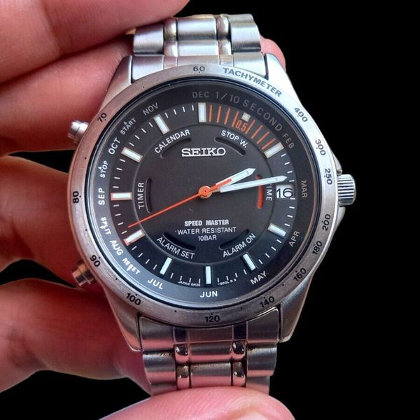RARE Seiko Speedmaster 6M26-6000 Dancing Hands Alarm Timer Quartz Men ...