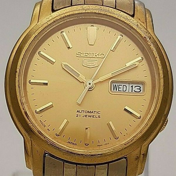 Vintage Seiko 5 Japan 7S26-03S0 Automatic See Through Back Gold Plated ...