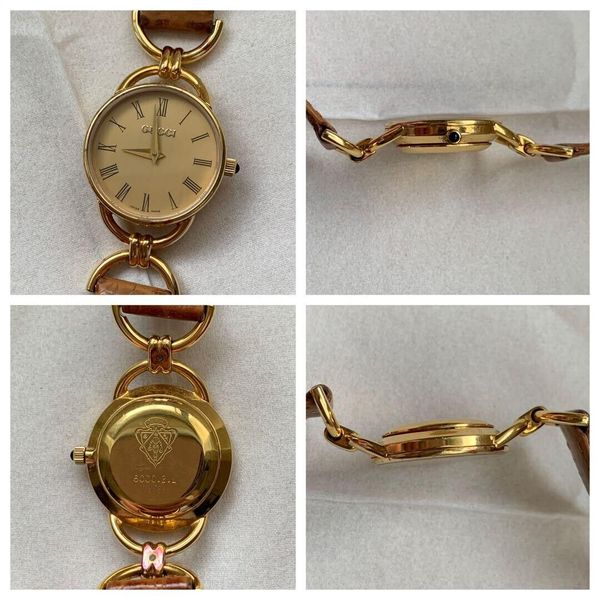 Gucci 6000.2.L Watch Quartz 23mm Women's Gold Dial Swiss Made Round ...