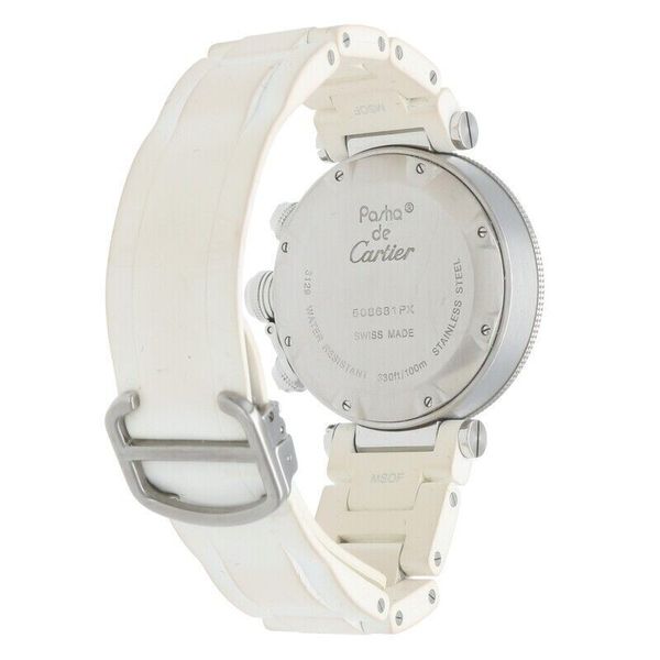 CARTIER W3140005 Chronograph White Pasha Sea-Timer Wristwatch Watch ...