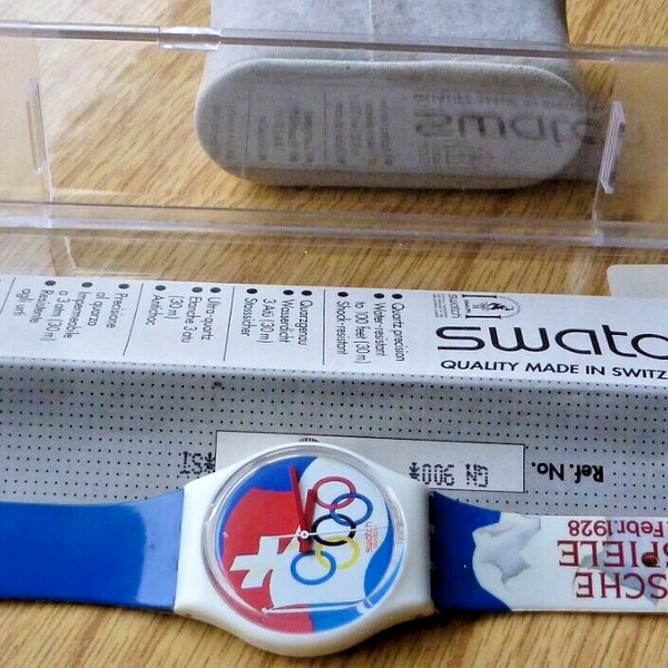 SWATCH 1994 MAXI WATCH " ST, MORITZ " MGZ 134 NEW BATTERY WORKING ...