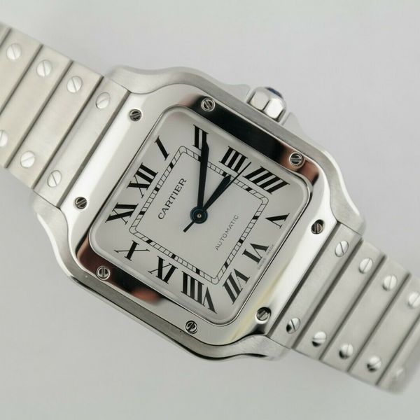 Cartier Santos de Cartier WSSA0010 Silver Roman Dial Stainless Steel ...