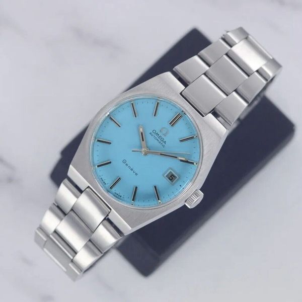 Stunning & Rare Omega Geneve Automatic Sky Blue Vintage Mens Watch ...
