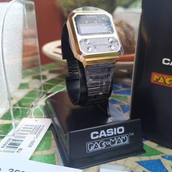 Vintage LCD Digital Watch Casio Pac-Man A100WE Limited Edition 2021 NOS ...
