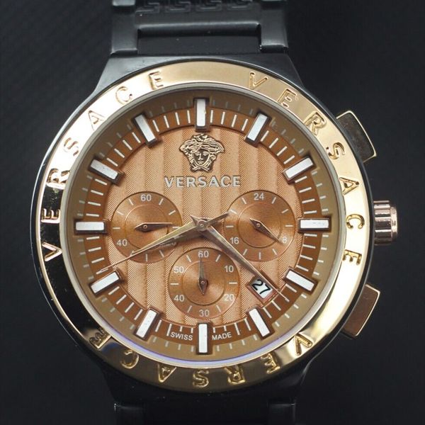 Luxury Versace Chronograph Brown Dial With Date Quartz Men's Watch All ...