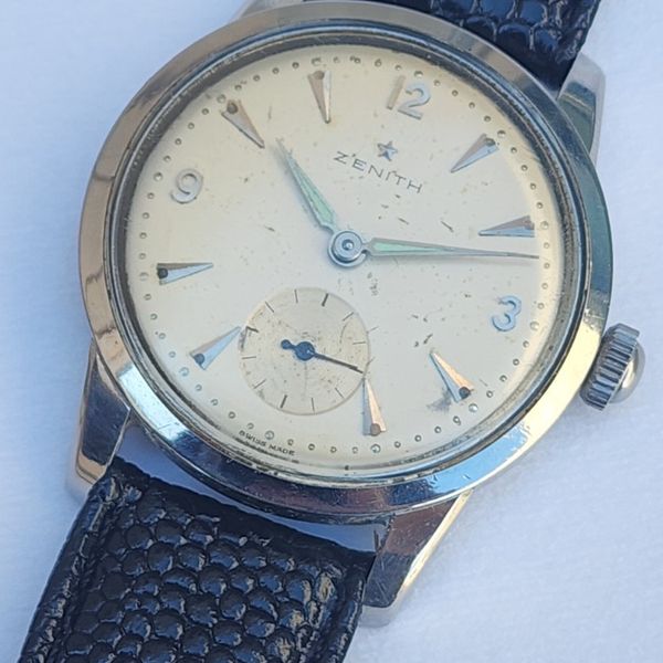 Vintage 1950s Zenith Cal. 40 Manual hand winding Men's 35mm Stainles ...