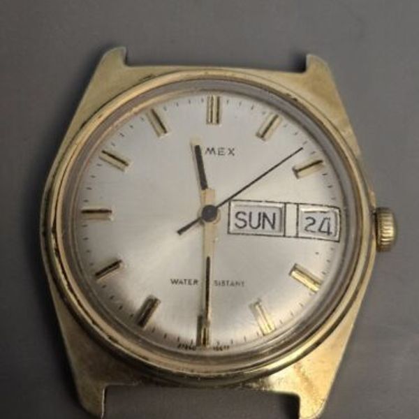 Orologio Uomo Vintage Timex Impermeabile Giorno/Data Tono Oro 27860 ...