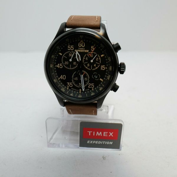 Timex T49905, Men's "Expedition" Leather Indiglo Watch, Chronograph ...
