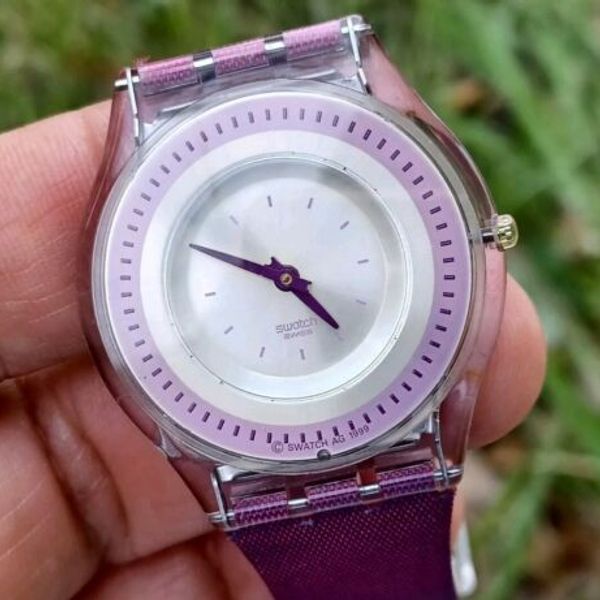 Swatch Slim Womenâ s Pink Watch Swiss Made 8.5" | WatchCharts Marketplace