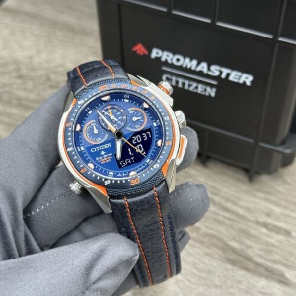 NEWâ SPLIT SECOND TIMERâ Citizen Promaster SST Blue Leather Mens Watch ...