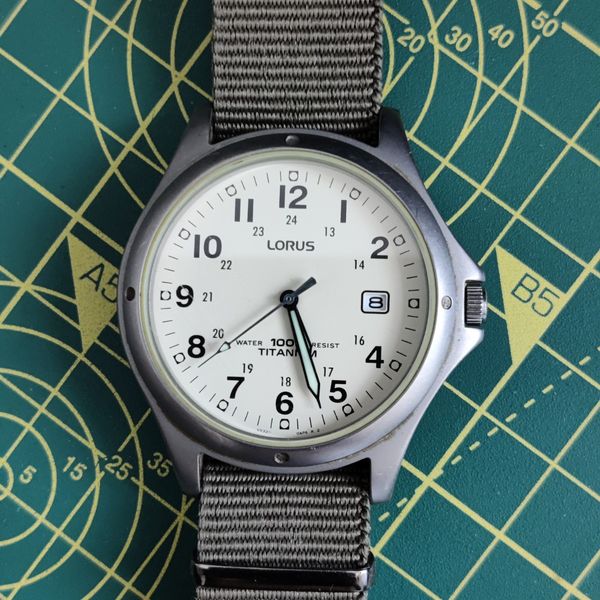 LORUS by Seiko Military Style Titanium field Watch Slimline Lume Hands ...