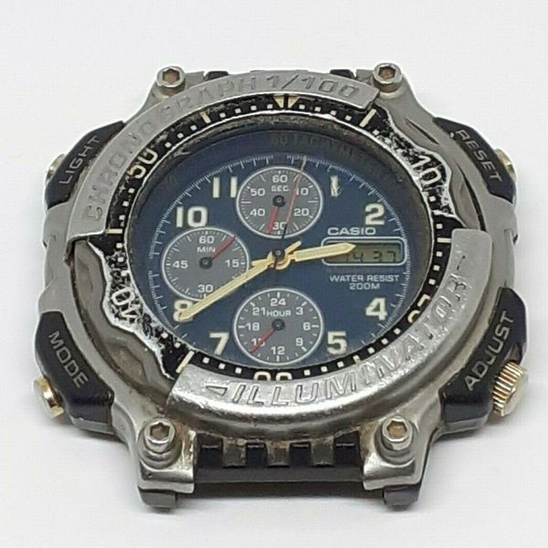 Casio Chronograph 1/100 MDA-100 (1325) Illuminator Rare Vintage ...