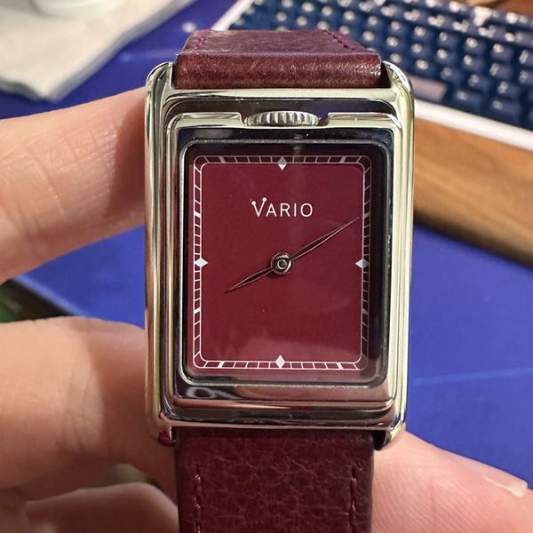 Vario VERSA Reversible Dual Time Silver-Red Watch | WatchCharts Marketplace