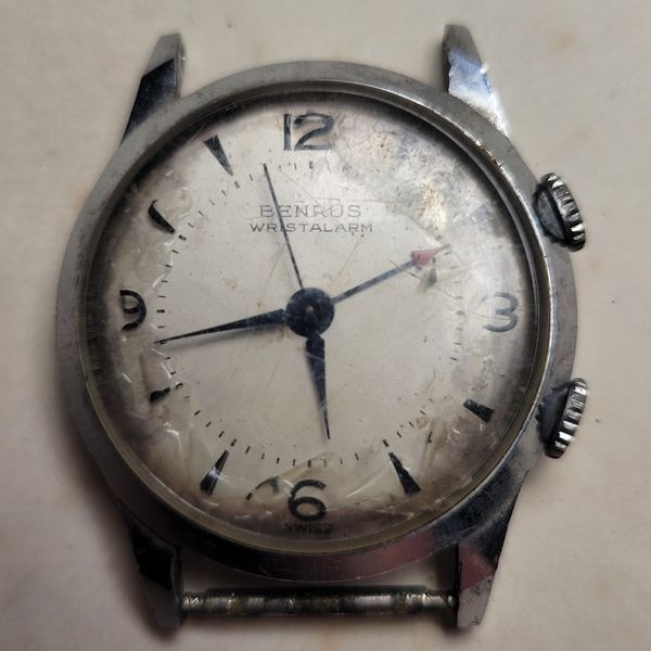 Vintage c. 1960 Benrus Wristalarm Men's Alarm Wristwatch Watch cal ...