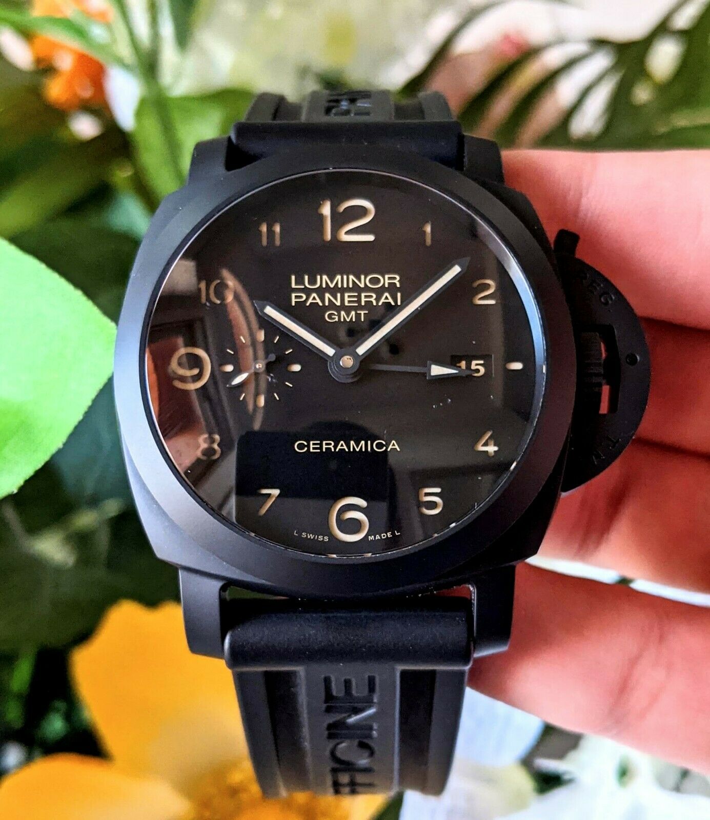 Panerai Luminor Men's Black Watch Ceramica PAM 441 GMT Box and Papers ...