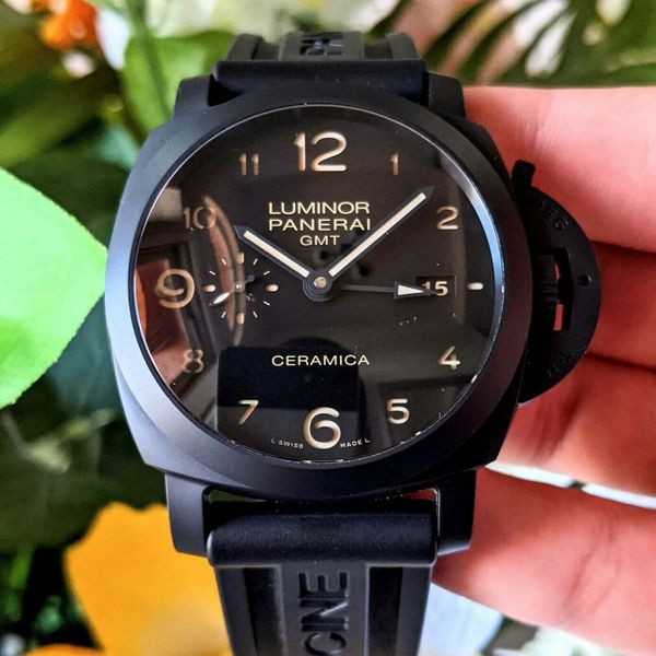 Panerai Luminor Men's Black Watch Ceramica PAM 441 GMT Box and Papers ...