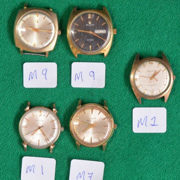 Lot 5 Vintage Wristwatches Bulova Accutron - From the 60's Code M Watch ...