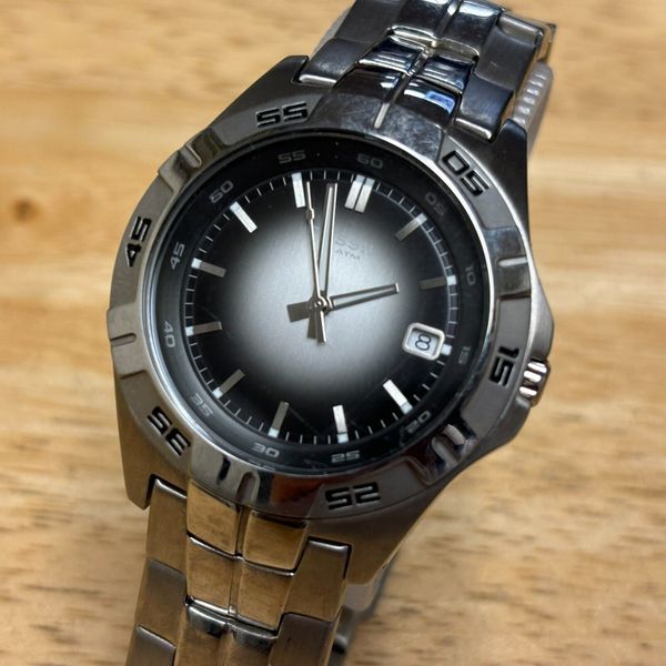 Fossil Quartz Watch AM-3997 Men 100m Silver Steel Date Analog New ...