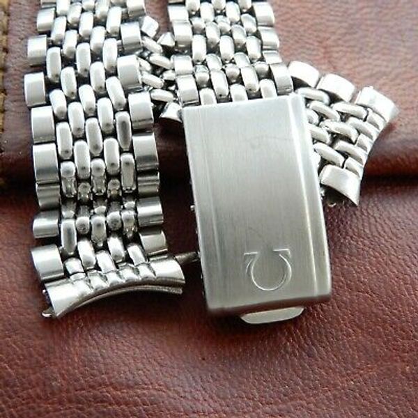 OMEGA 1067 + 4x No 11 end links 18mm BOR Beads Of Rice Strap Vintage ...