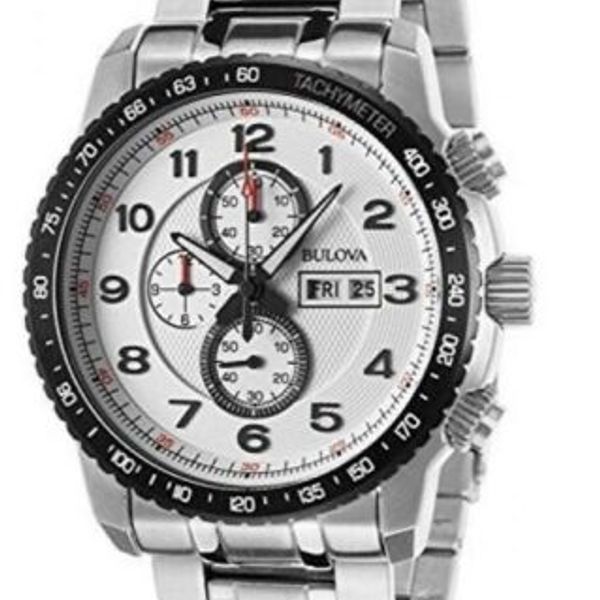 BULOVA Marine Star Chronograph Silver and White Dial Steel Men's Watch ...