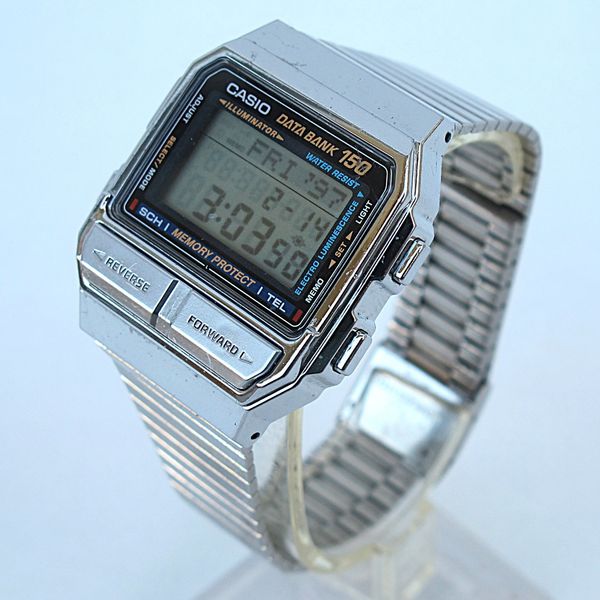 orologio vintage 1997 CASIO DB-1500 banca dati telememo cassa CROMO ...
