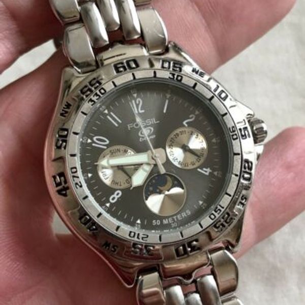 FOSSIL BLUE MOON PHASE Multi-Function Diver's Mens Watch BQ-8777 New ...