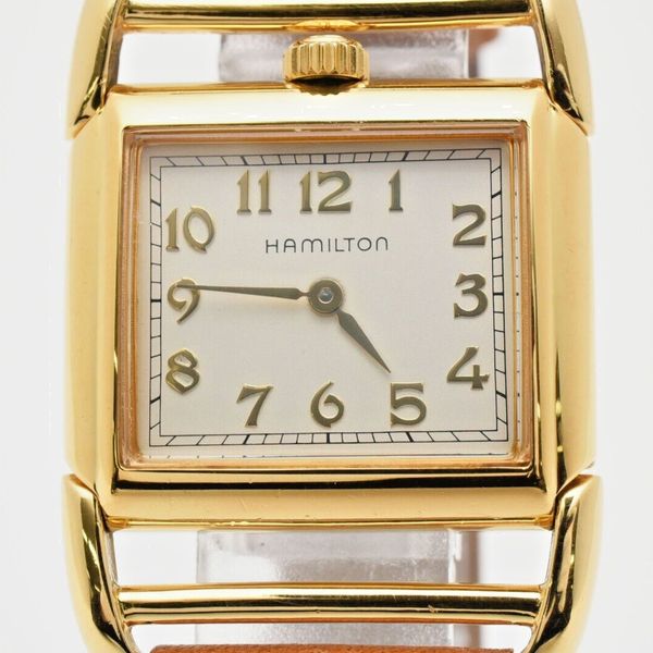 [NEAR MINT] Vintage HAMILTON 6176 Contour White Gold Dial Quartz Women ...