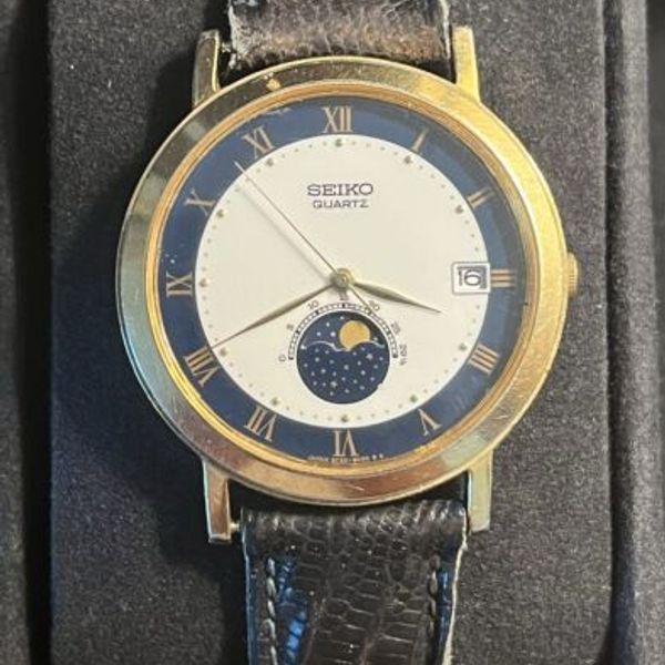 Vintage Seiko 6F22-8029 Gold Tone Case. Moon Phase Men's Watch. New ...