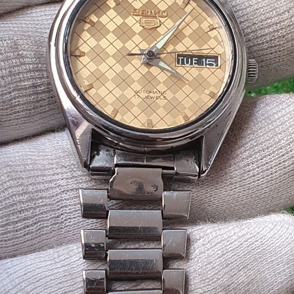 Vintage Seiko 5 Automatic 17 jewels Golden Dial Stainless Steel Watch For Men's | WatchCharts ...