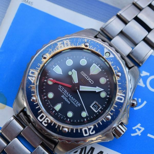 Serviced - Seiko Scubamaster Stingray SBCW003 Titanium Dive Watch 5M45 ...