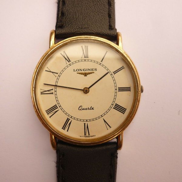 Longines 6951 7 Quartz Roman Numerals Swiss Men's Thin Wristwatch ...